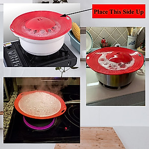 Pot Cover Spill Stopper Lid - Thicken Silicone Boil Over Spill Safeguard,FDA Food Grade Stopper Lid Cover for Pots And Pans, BPA-free Instant Pot Cover, Fits Openings 6" to 10" in Diameter (Red)