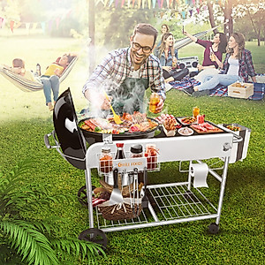 GRILL FORCE Grill Table for Weber 18" & 22" Original Kettle,Kettle Grill Cart,Outdoor Prep Table for Weber Original Kettle,Jumbo Joe,Master-Touch Charcoal Grill,Performer Charcoal Grill Accessories