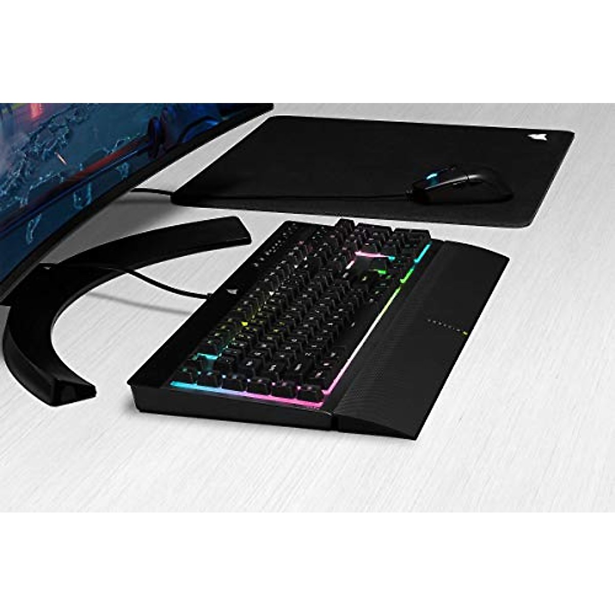 Corsair K55 RGB PRO XT - Dynamic Per-Key RGB Backlighting - Six Macro Keys with Elgato Stream Deck Software Integration-IP42 Dust and Spill-Resistant-Detachable Palm Rest-Media and Volume Keys-Black