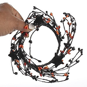 Halloween Mix Candle Ring Orange Black with Stars | 2 Pc | 4 inch Pip Berry