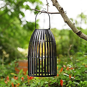 Solar Lantern Outdoor Waterproof Hanging Metal Birdcage Shaped Solar Powered Lantern Decorative Solar Light for Garden / Yard / Patio / Porch