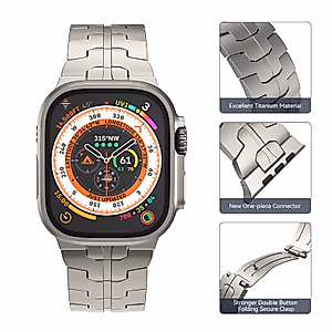 LULULOOK Titanium Band Compatible with Apple Watch Ultra/Ultra 2 49mm, Grade 2 Pure Titanium Metal Smartwatch Replacement Band with Folding Clasp for Men