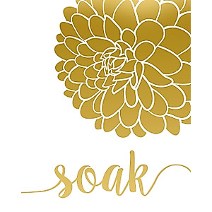 Simple Relax Soak Unwind Breathe Gold Blend Floral Prints, 4 (8x10) Unframed Photos, Wall Art Decor Gifts for Home Office Salon Lounge Bathroom School College Student Coach Yoga Garden Flowers Fan
