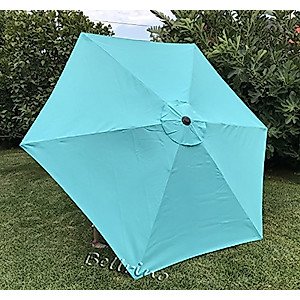 BELLRINO DECOR 7.5 ft 6 Ribs Replacement STRONG & THICK Patio Umbrella Canopy Cover (Canopy Only) - PEACOCK BLUE