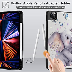 DONGKE Case for 2021/2022 iPad Pro 12.9 inch 5th / 6th Gen - Slim Protective Case - Apple Pencil Charging - Trifold Stand & Sleep/Wake Cover, Also Fits to iPad Pro 12.9 3rd / 4th Gen, Elephant