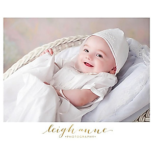 Feltman Brothers Infant Baby Boys White Embroidered Christening Gown Bonnet Set -6M to 9M