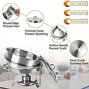 ROVSUN Chafing Dish Buffet Set,2 Round + 2 Rectangular Stainless Steel Chaffing Dishes Silver,Catering Warmer Set Food Warmer with Thick Stand Frame,Food Pans for Dinner Parties Buffets