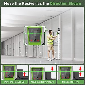 Huepar Laser Detector for Laser Level， Digital Laser Receiver for Green and Red Beam， Two-Sided LED Prompt and Magnet, Double Lamp & 90 dB Buzzer is Suitable for Bright and Noisy Environments-LR-8RG