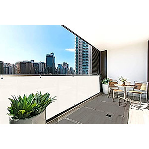 WUZMING Balcony Privacy Protection Windshield Sun Protection UV Protection Reinforced Buttonholes, HDPE Weather Resistant, with Rope and Cable Tie (Color : White, Size : 65x400cm)