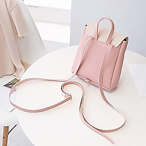 ASUYOERU Mini PU Leather Women Shoulder Bags Hit Color Backpack Girls School Bags, Pink, large 41*30*12cm