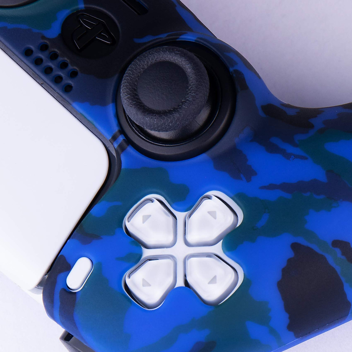 9CDeer 1 Piece of Silicone Transfer Print Protective Cover Skin + 10 Thumb Grips for PlayStation 5 / PS5 Controller Paint Blue