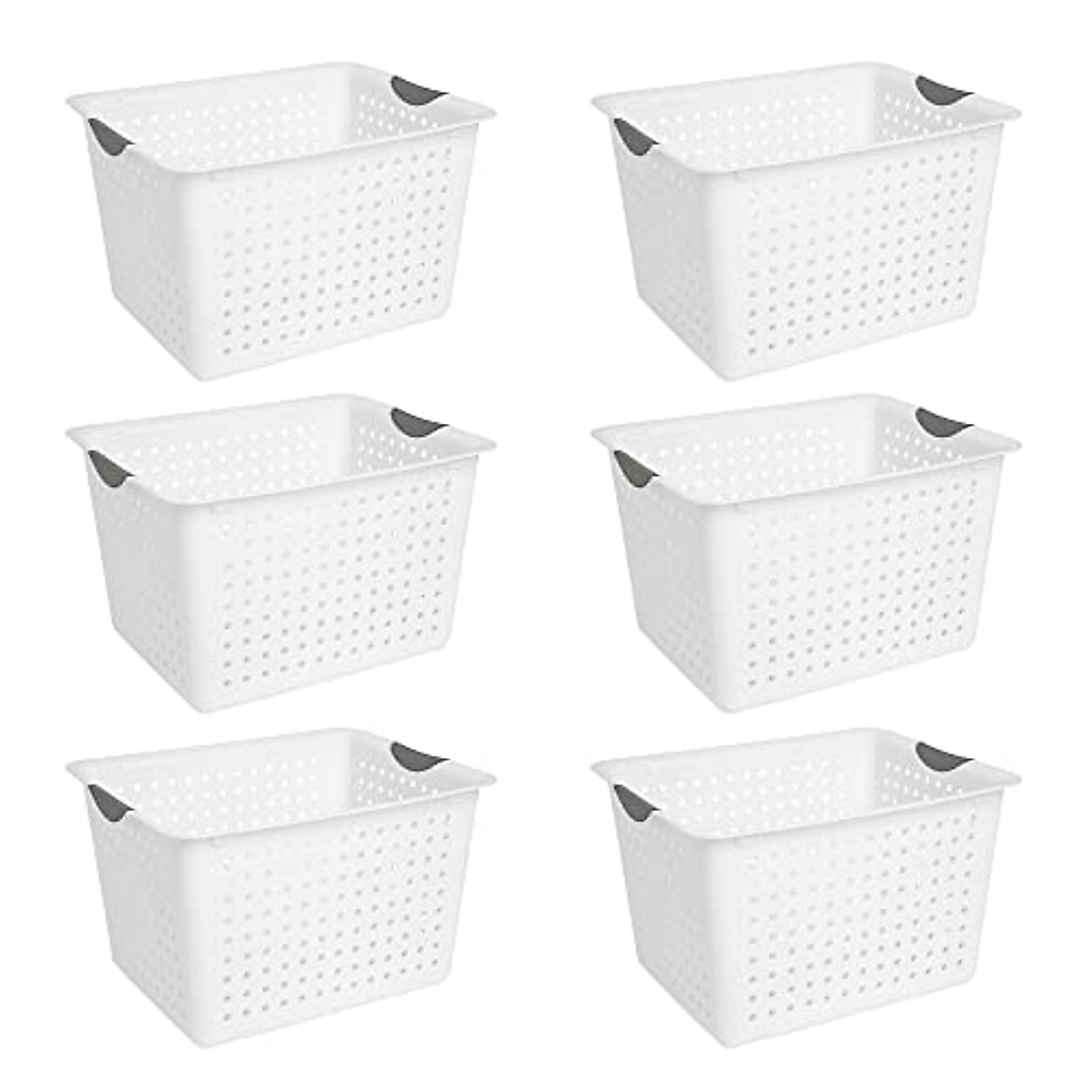 Sterilite Set of Ultra Plastic Storage Bin Baskets with Handles Including 6 Large and 6 Deep Containers for Household Organization, 12 Pack