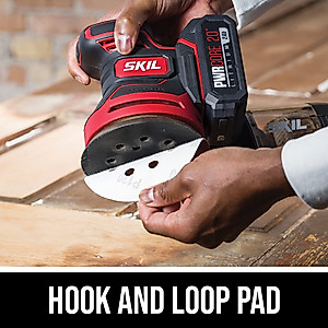 SKIL PWRCore 20 Brushless 20V 5-Inch Random Orbital Sander, Includes 2.0Ah Lithium Battery and PWRJump Charger - SR660302