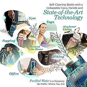 UVBRITE Beam Self-Cleaning UV Water Bottle - 24 Oz Insulated Stainless Steel Bottle - Rechargeable Sterilizing Bottle with Safety Lock Push Button Quick Purification for Safe Drinking Water Anywhere