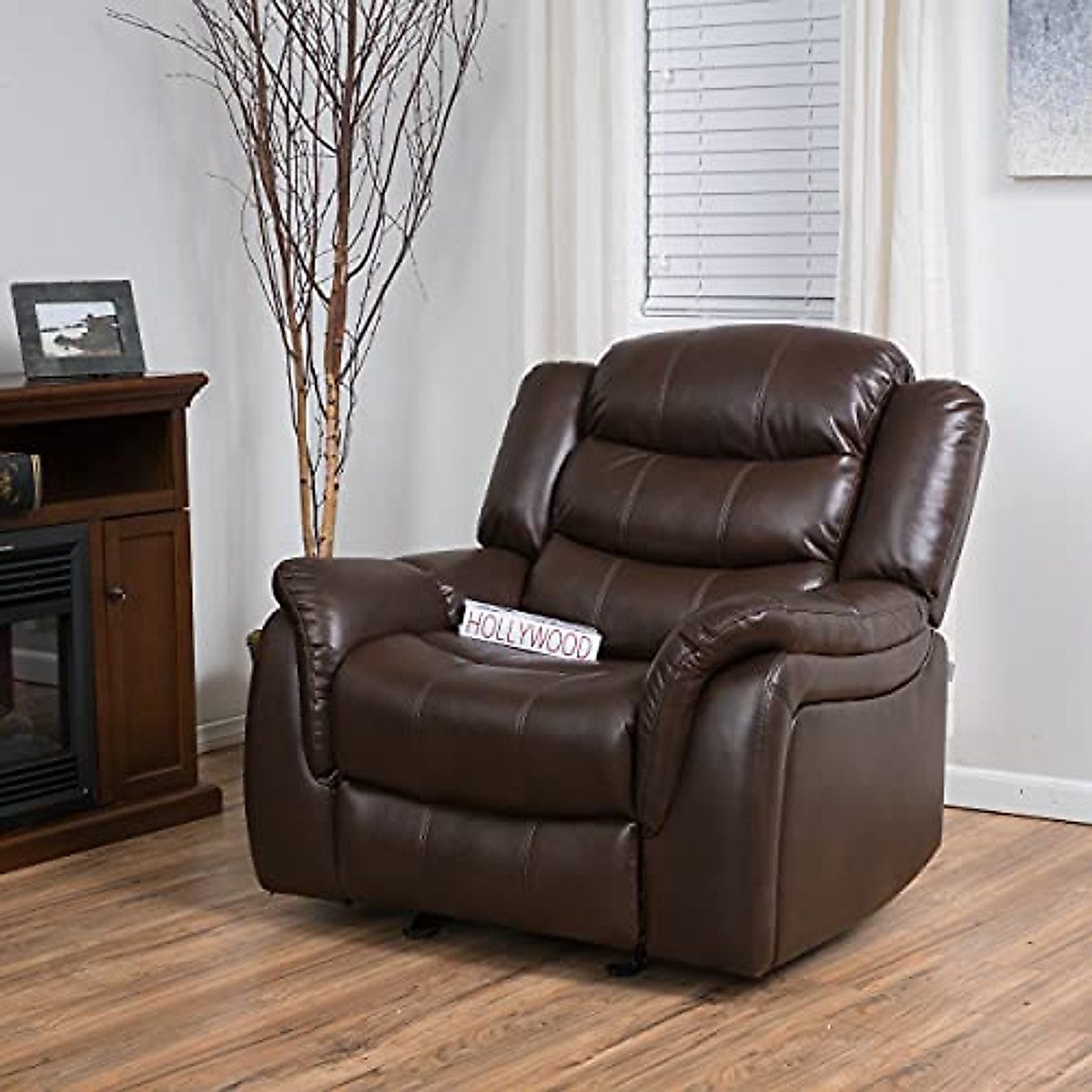 CHRISTOPHER KNIGHT HOME Merit Faux Leather Glider Recliner Club Chair, Dark Brown