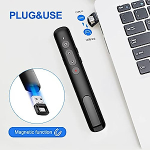 Wireless Presentation Clicker, 2 in 1 USB Type C Powerpoint Clicker with Laser Pointer, Clicker for Powerpoint Presentation Remote PPT PowerPoint Clicker for Mac,Computer, Keynote,Laptop