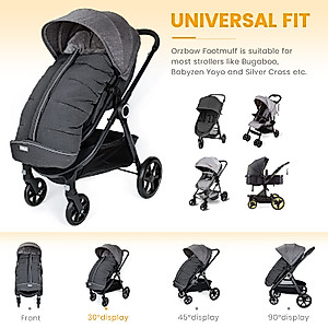 Orzbow Warm Bunting Bag Universal,Stroller Sleeping Bag Cold Weather,Waterproof Toddler Footmuff (Dark Grey, Large)