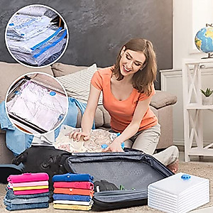 Vacuum Storage Bags,8 Packs Vacuum Sealer Bags,Travel Space Saver Seal Bags for Clothes, Comforters,Pillows and Blankets(Hand Pump Included)