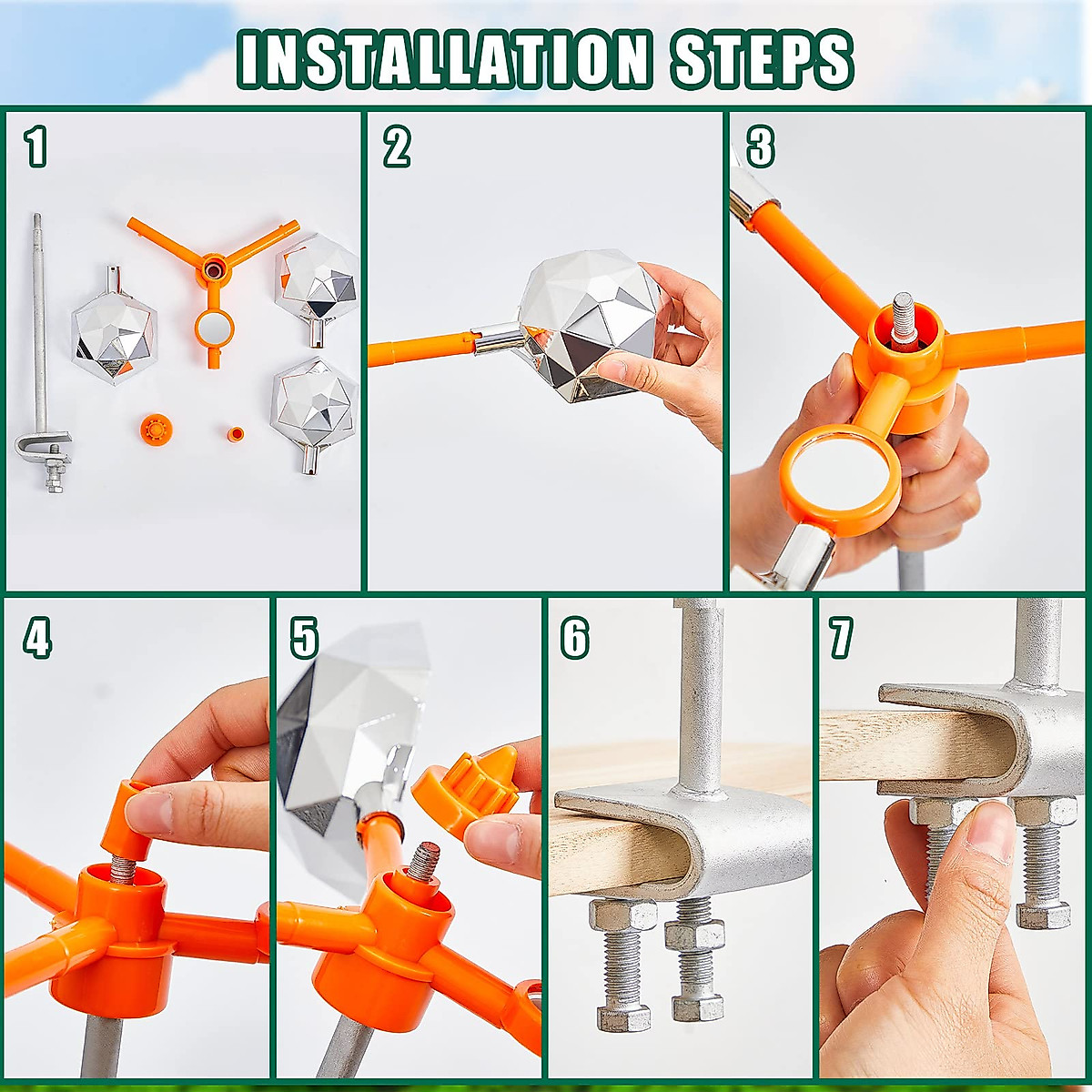 Sweetude 2 Pcs Bird Deterrents for Outside Bird Scare Reflective Device Smooth Polishing Rhombic Polygon Bird Deterrent Keep Pigeon Woodpeckers and Sparrows Away for Roof Boat Garden Yard Balcony