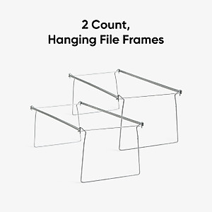 Smead Steel Hanging File Folder Frame, Letter Size, Gray, Adjustable Length 23" to 27", 2 per Pack (64872)