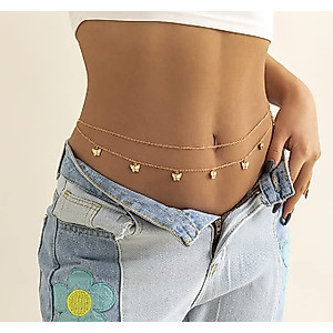 Waist Chain for Women Summer Layered Body Chains Sexy Bikini Belly Beads Beach Chains (gold 4)