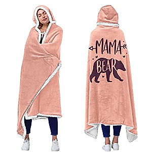 Mother 's Day Gifts for Mom from Daughter Son - Spring Summer Hooded Blanket - Mother 's Day Gifts for Wife from Husband, Birthday Gifts for Mom, Wife Birthday Gift - Mama Bear Wearable Blanket Hoodie