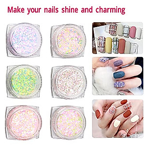 YLSZHY 6 Colors Nail Art Glitter Wool Powder,Nail Powder Set,DIY Nail Art Pigment Powder Glitter Dust Kit for for Nail DIY Crafts Tips Decoration