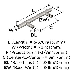 Amerock | Cabinet Pull | Stainless Steel | 3 inch (76 mm) Center to Center | Bar Pulls | 1 Pack | Drawer Pull | Drawer Handle | Cabinet Hardware