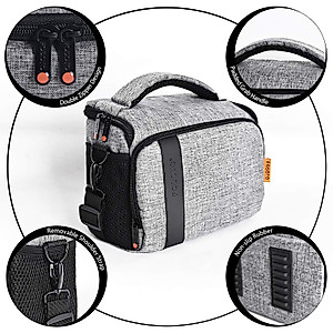 FOSOTO Compact SLR/DSLR Stylish Camera Bag Case Compatible for Nikon P900 B500 D3500 D5600 D7500, Canon EOS T6 T7i T5 4000D 80D, Sony A73 Mirrorless Camera Shoulder Case Waterproof Rain Cover (Gray)