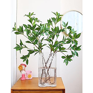 Forlaoers 4pcs Nearly Natural Artificial Plants Fake Green Flowers Leaves Olive Twigs Willow Branches for Tall Vases Home Decor Indoor Living Room Desk Wedding Greenery Stems for Centerpieces