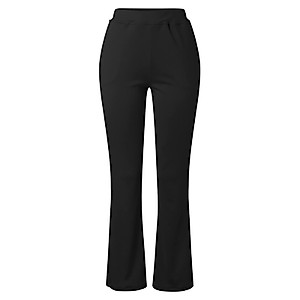 PTOLOCIF Women's Yoga Dress Pants Work Office Business Slacks High Waisted Stretch Regular Straight Leg Pants with Pockets Black