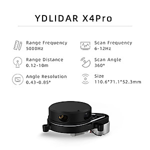 youyeetoo YDLIDAR X4 Pro 360 Degree, 2D Laser Range Lidar Scanner, Triangular Ranging 10 Meters Scanning Radius, for Arduino Raspberry pi Obstacle Avoidance and Navigation of Robots