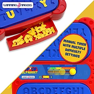 Winning Fingers Pop Up Board Game 2-Player | Preschool Game with Alphabet Puzzle Pieces | Educational Learning Toy for Toddler and Kids Ages 3+