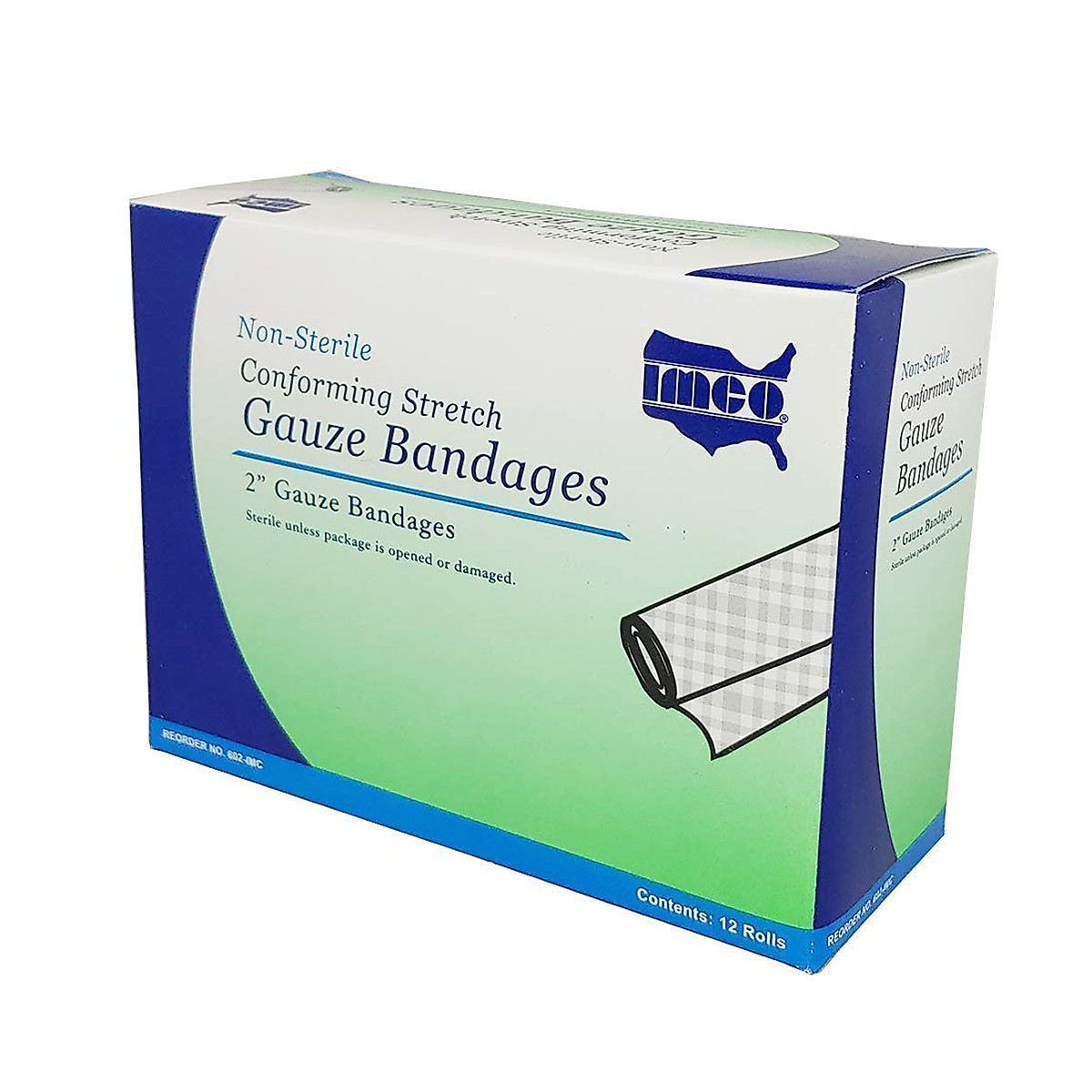 CPR Savers and First Aid Supply IMCO Multi-Packed 2 Inch x 4.1 Yards Non-Sterile Stretch Cotton Gauze Bandage Rolls for Injury, Wound, and Trauma (12)