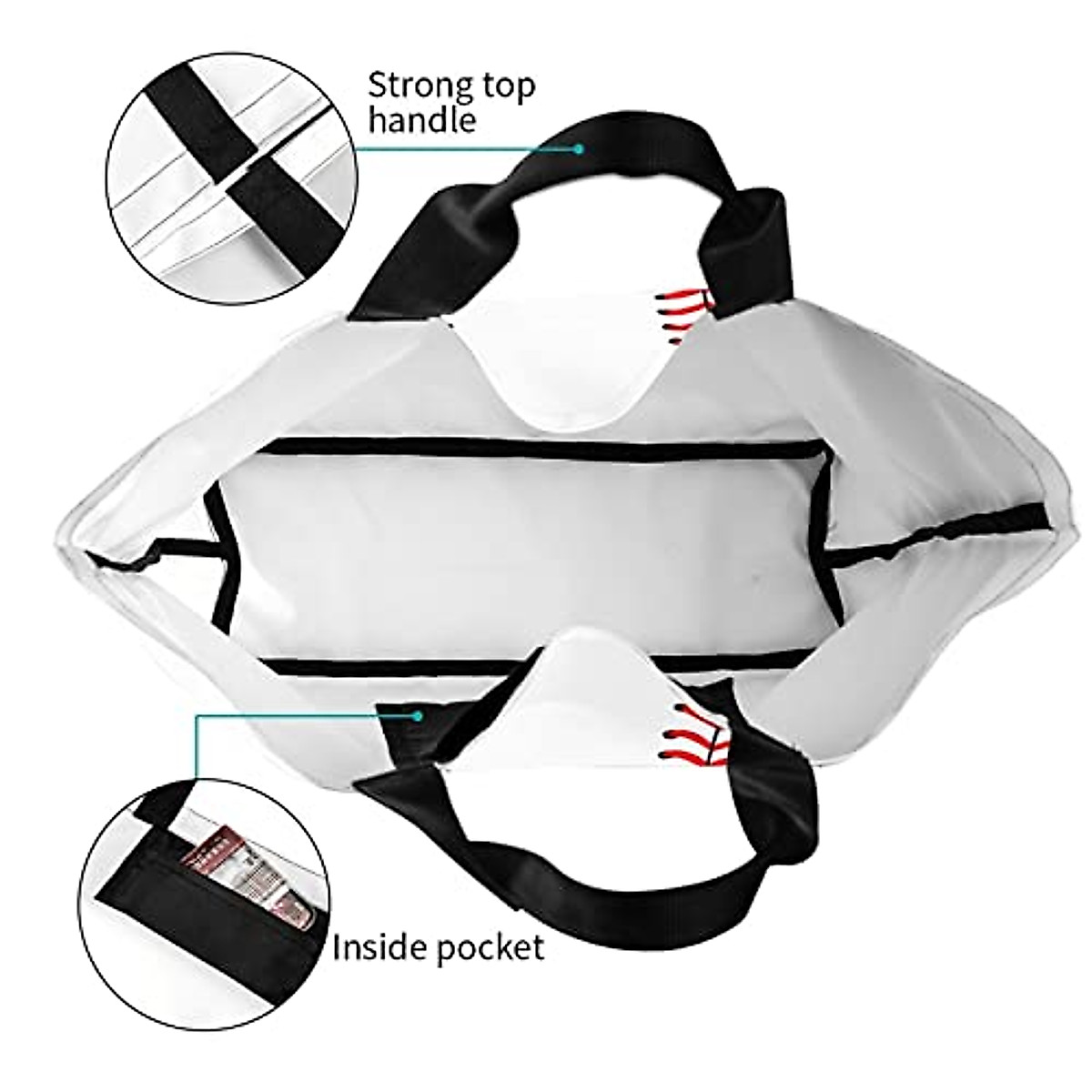 YOPIGOT Baseball Bag Handbag for Woman Shopping Bag Travel Bag Baseball Canvas Casual Bag Sports Bag for Mom Gifts