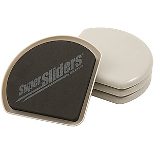 SuperSliders 4734195N Reusable Slide and Hide Furniture Movers for Carpet- Square Edge for Walls & Corners- Stays Hidden Under Furniture, 5" Linen (4 Pack)