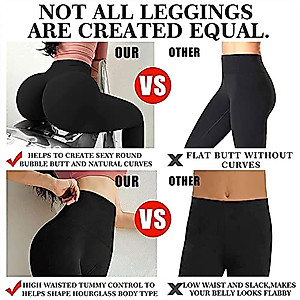 3 Pack High Waisted Leggings for Women Butt Lift Tummy Control Yoga Pants Non See-Through Workout Running Pants Small-Medium
