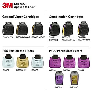 3M Secure Click Full Face Reusable Respirator with Large Lens, Speaking Diaphragm and Push Button Seal Check, FF-802, Painting, Sanding, Chemical Clean-up, Sawing, Medium