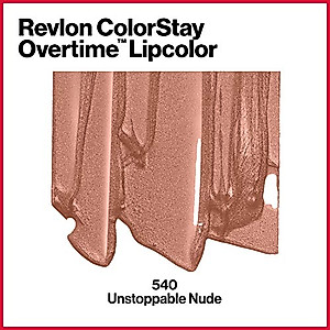 Liquid Lipstick with Clear Lip Gloss by Revlon, ColorStay Overtime Lipcolor, Dual Ended with Vitamin E in Nudes & Browns, 540 Unstoppable Nude, 0.07 Oz