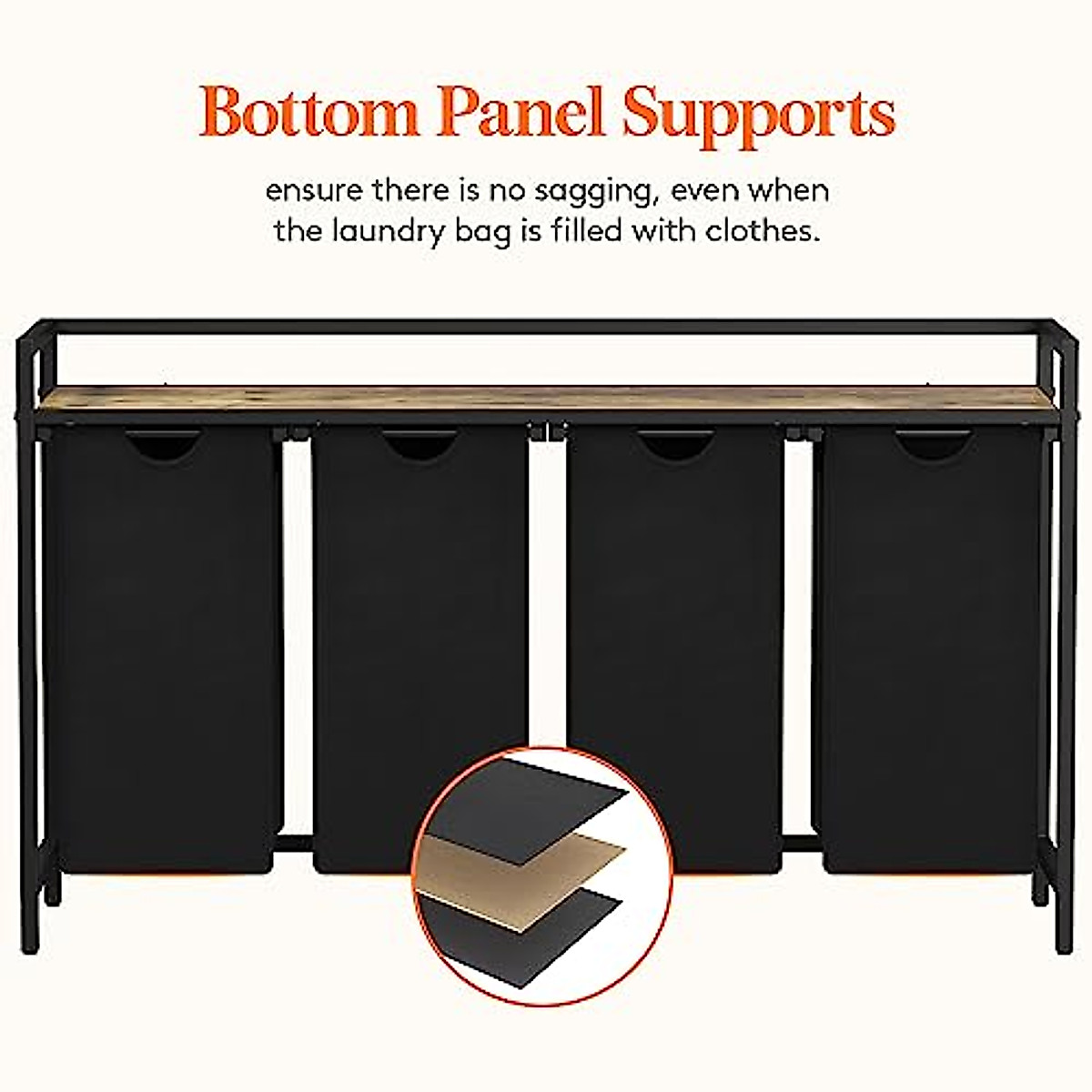 Lifewit Laundry Hamper 4 Section, 168L Pull out Laundry Clothes Basket Organizer with Large Top Shelf and 4 Removable Bags and Handles, Laundry Sorter for Laundry Room Bedroom Bathroom Dorm, Black