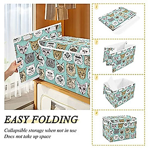 innewgogo Cute Cats Kittens Storage Bins with Lids for Organizing Closet Organizers with Handles Oxford Cloth Storage Cube Box for Home