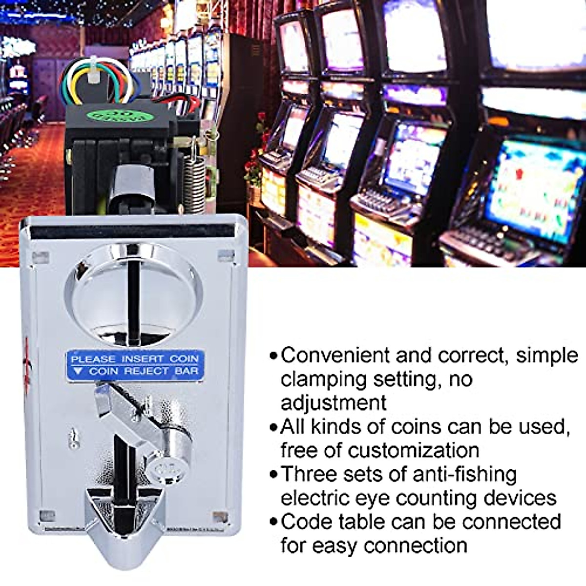 Compare and Choose Electronic Coin Acceptor with Three Sets of Anti Fishing Electric Eye Counting Devices, Convenient and Correct for Arcade Game Vending Machine (Silver Gray)