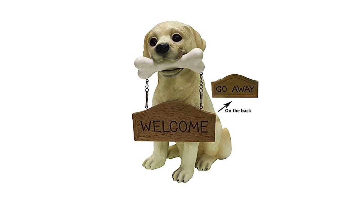 Nature's Mark Labrador Retriever Puppy Statue with Reversible Sign