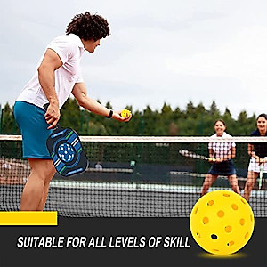 EJEAS Pickleball Balls | 40 Holes Outdoor Pickleballs | 6 Pack High Elasticity Pure Yellow Pickleball Accessories Set