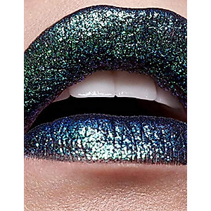Miss Fame Loose Glitter for Lips, Face & Body - Iridescent Blue w/Emerald Green Base - Dramatic Holographic Makeup | Perfect for Women, Men, Makeup Artists & Drag Enthusiasts (Force of Nature)