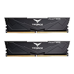 TEAMGROUP T-Force Vulcan Alpha DDR5 Ram 32GB Kit (2x16GB) 6000MHz (PC5-48000) CL38 Desktop Memory Module Ram (Black) AMD Optimized Memory - FLABD532G6000HC38ADC01