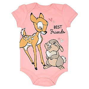 Disney Classics 101 Dalmatians Bambi Dumbo Aristocats Baby Girls 5 Pack Bodysuit 0-3 Months