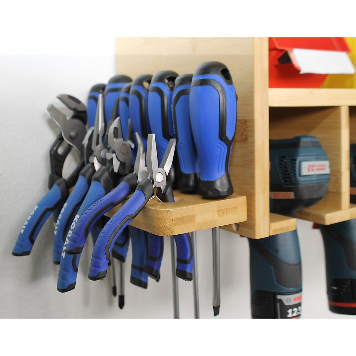 DupliM Bamboo Wall-Mounted Power Tool Organizer, Power Drill Holder and Tool Storage Rack - FSC-Certified – Assembly Required