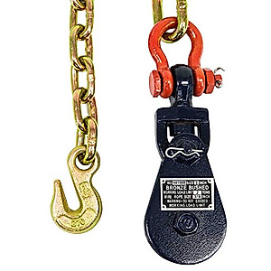 Mytee Products 2 Ton Snatch Block with Chain Flatbed Tow Truck Rollback Wrecker Car Carrier Cable