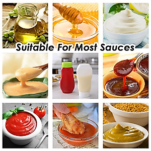 Nacxbwer Condiment Squeeze Bottles for Ketchup Hot Sauce Liquids Oil with Caps for Condensed Milk and Mustard Salad Dressing Dispenser Clear Plastic Bottles Dressing Container HD PE BPA-free